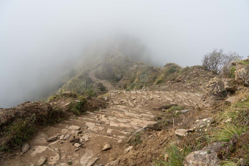 Rugged Mountain Trail Featuring Multiple Steps Leading Up the Steep ...
