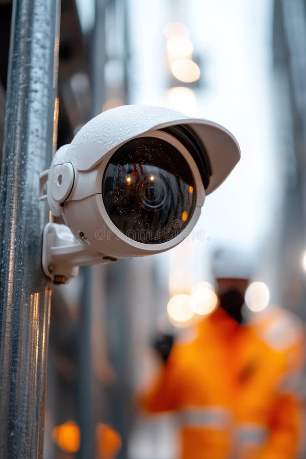 A Rugged Outdoor Camera is Securely Mounted on Scaffolding, Capturing ...