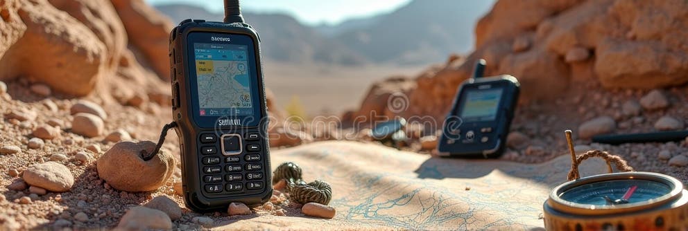 Rugged Outdoor Communication Gear with Gps Navigation in Desert Terrain ...