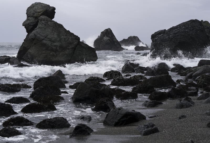 Rugged Pacific Coast in California Stock Photo - Image of black, coast ...