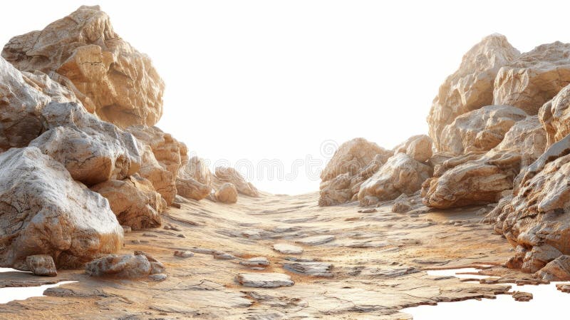 Rocky Pathway Leading Towards Bright Light in a Desert Landscape during ...