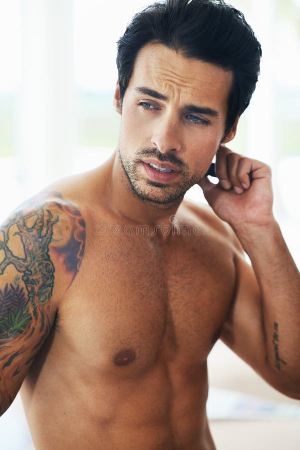 Rugged and Ripped. a Handsome Young Man Standing Shirtless. Stock Image ...