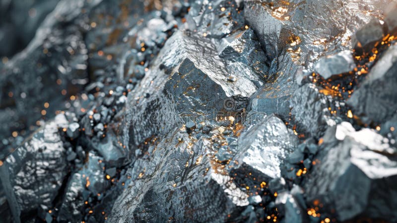 Detailed Close Up View of Rocky Terrain Showcasing Metallic Minerals ...