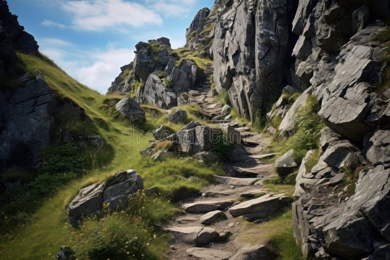 Path To Mountain Top. Generative AI Stock Illustration - Illustration ...