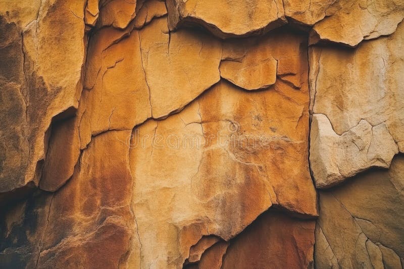 Rugged Sandstone Cliff Texture, Warm Orange and Red Tones with Visible ...