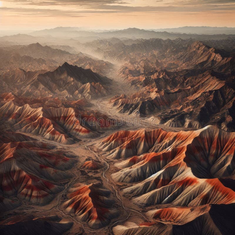Rugged Sandstone Ridges in Harsh Terrain Stock Illustration ...