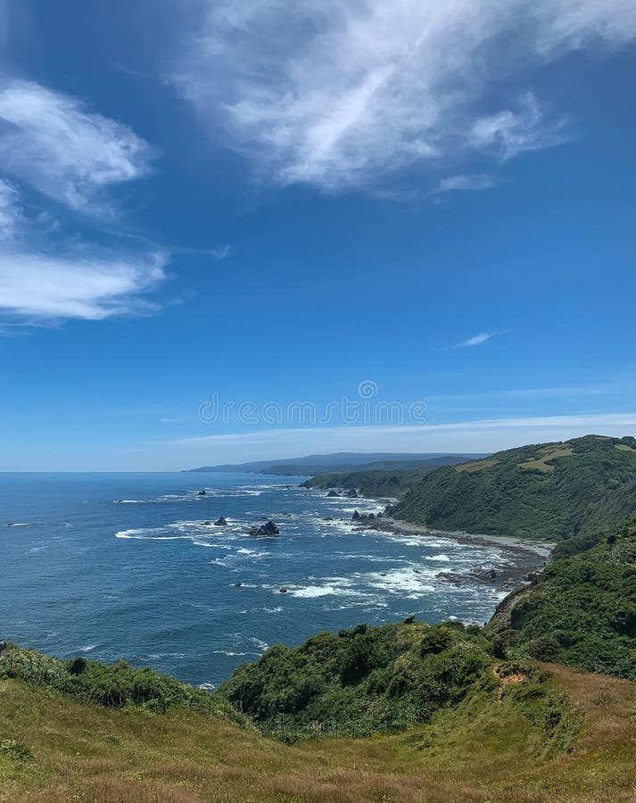 Rugged South Pacific Ocean Coast Stock Image - Image of shore, summer ...