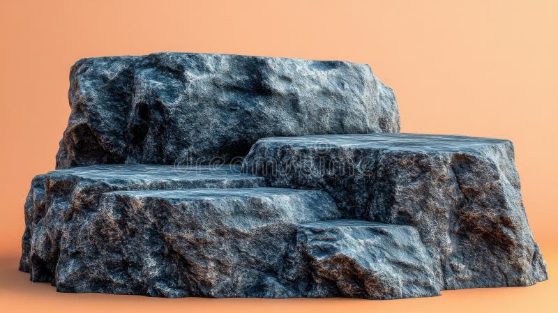 Rugged Stone Platform on Orange Background, Geological Concept Stock ...
