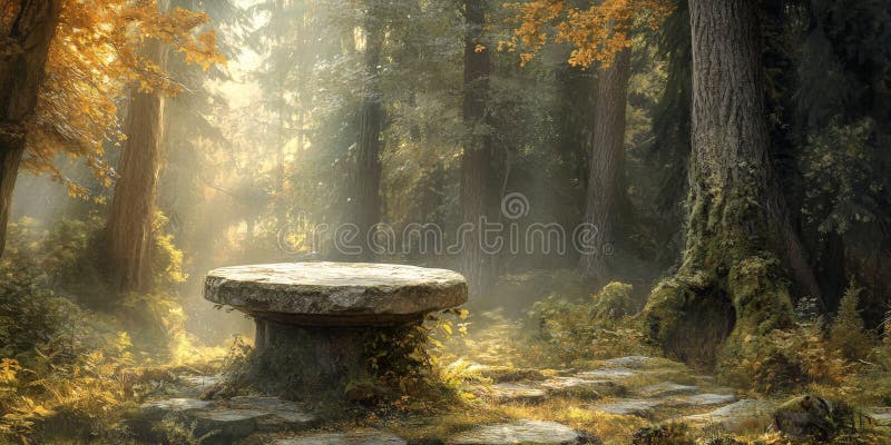 A Rugged Stone Podium with a Weathered Surface, Set in a Wild, Untamed ...