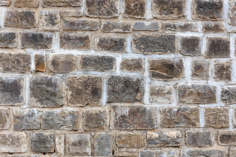 Rugged Stone Wall Texture with Rectangular Grey and Brown Bricks Stock ...