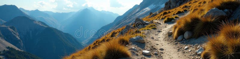 Rugged Terrain, Mountain Path with Footprints , Journey, Winding ...