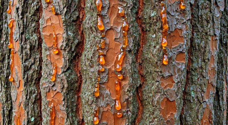 A Tree Bark Texture Featuring Streaks of Amber Pine Sap Stock ...