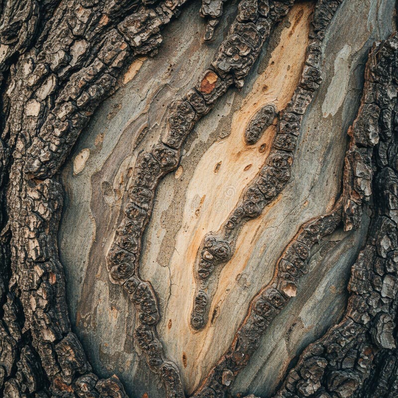 Rugged Tree Bark Featuring an Intricate Pattern of Deep Grooves and ...