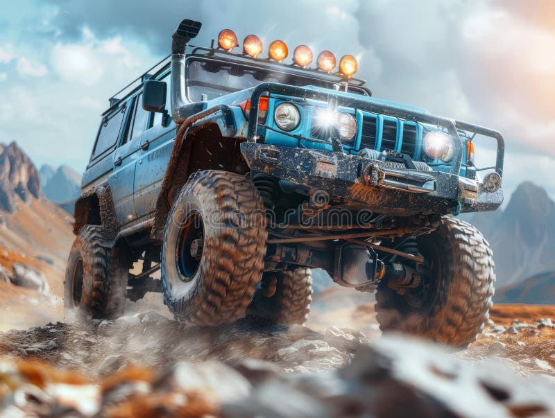 A Rugged Truck Navigating a Challenging Off-road Terrain Stock Image ...