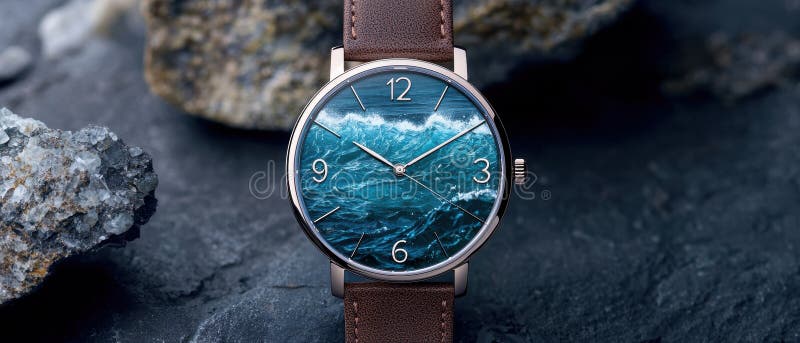 Rugged Watch with Ocean Wave Dial Stock Illustration - Illustration of ...