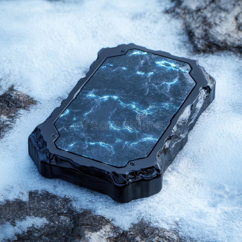 Rugged Waterproof Smartphone Case on Snowy Surface Stock Illustration ...