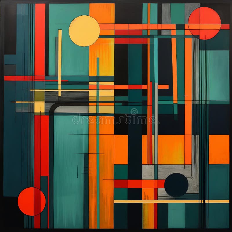 Vibrant Modular Constructivism Art with Colorful Wooden Patterns Stock ...