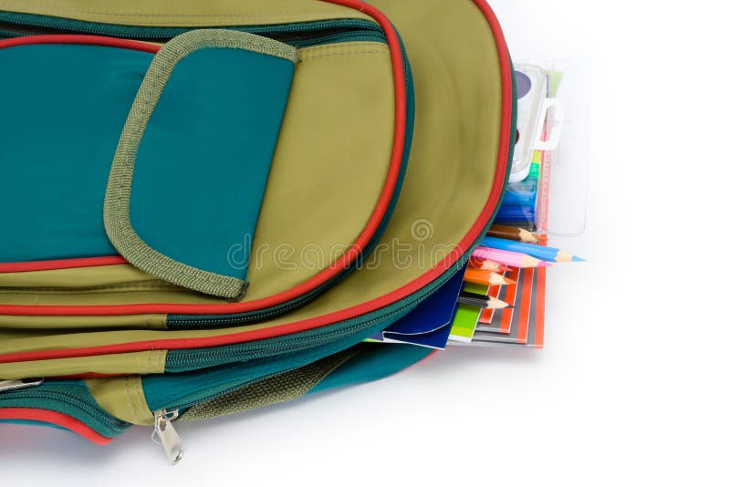 Rugzak met boeken stock afbeelding. Image of onderwijs - 6082841