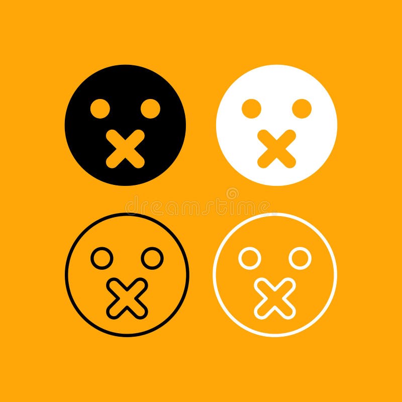 Ruhe Emoticongesetzte Schwarzweiss-Ikone Vektor Abbildung ...