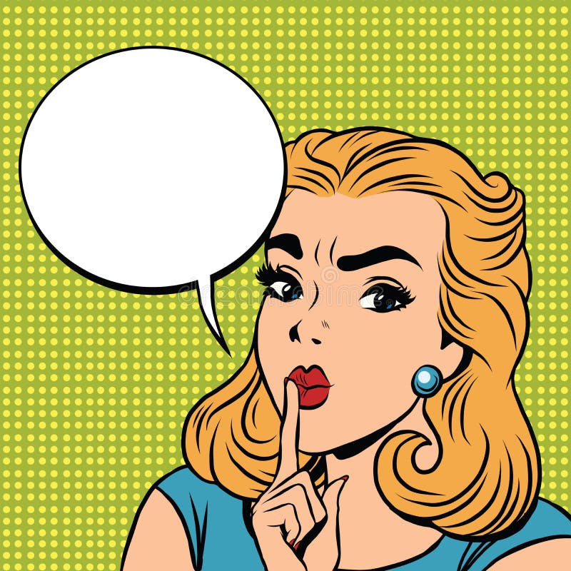 Ruhe-Mädchen Emoticons Emoji Retro- Shhh Vektor Abbildung ...