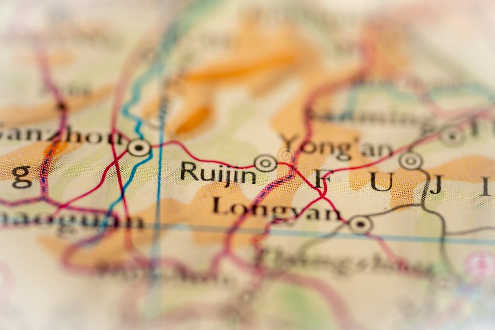 Ruijin, China Highlighted on a World Map Stock Image - Image of ...