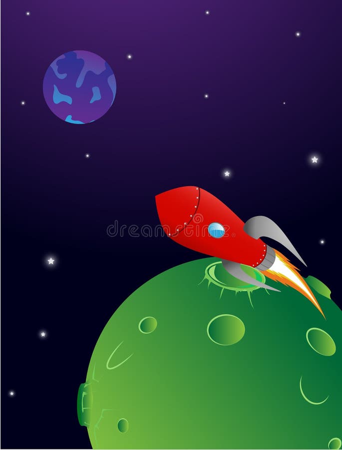 Ruimte raket in ruimte stock illustratie. Illustration of beeldverhaal ...