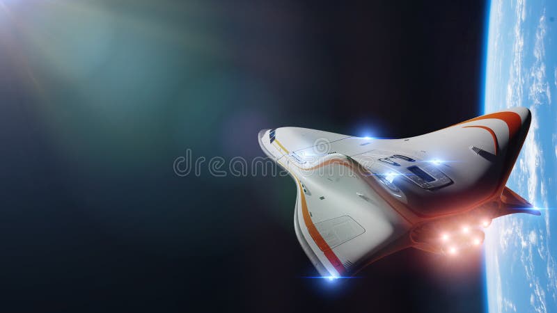 Ruimteschip Op De Baan Boven De Oppervlakte Van Mars Stock Foto ...