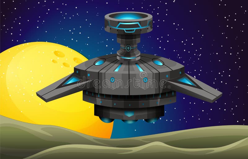 Ruimteschip Dat Rond De Aarde Drijft Stock Illustratie - Illustration ...