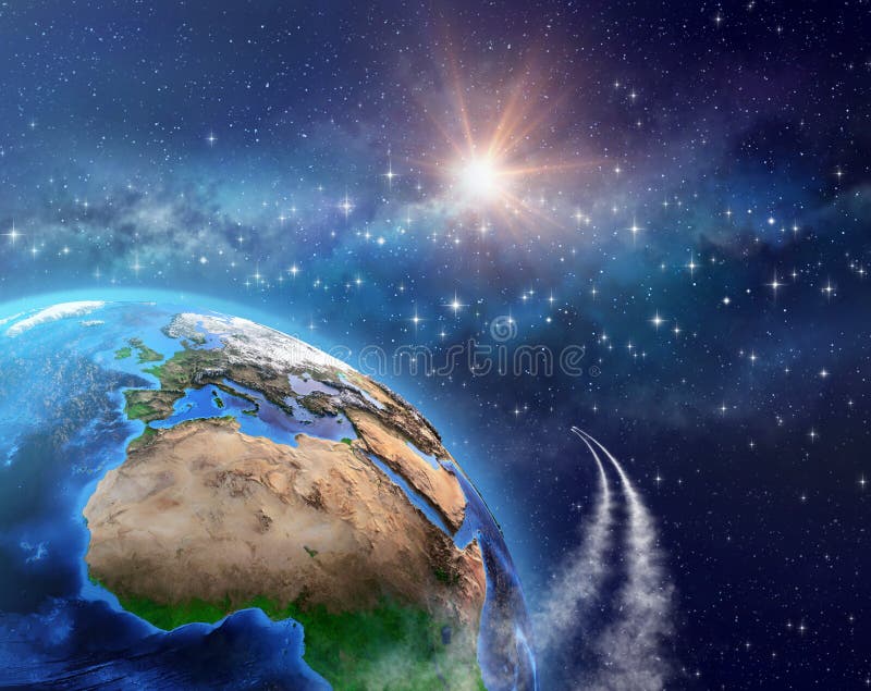 Ruimtevaart Die - De Aarde Cirkelen Stock Illustratie - Illustration of ...