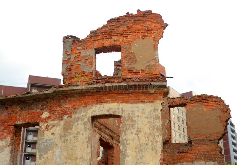 Ruin brick building. stock image. Image of architectural - 109947295