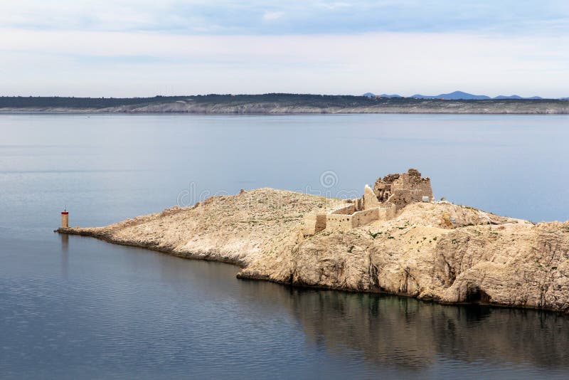 Ruin and Lighthouse on an Island Stock Image - Image of ruin, maritime ...