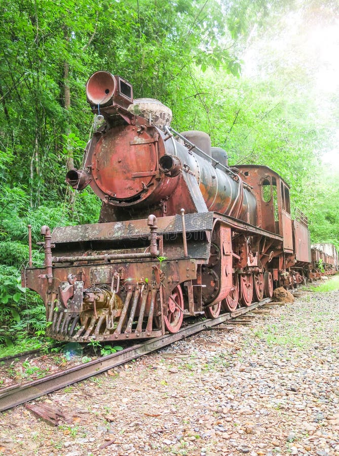 Ruin Old Train On The Railway Stock Photo - Image of travel, thailand ...
