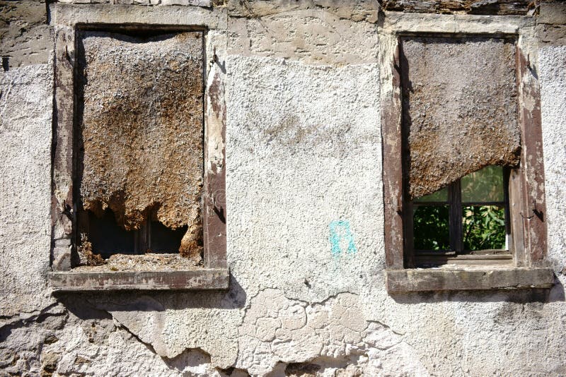 Ruin window stock image. Image of unkempt, nailed, plaster - 93175879