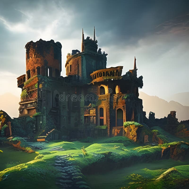 Ruined and Abandoned Buildings Set. Old Damaged City Buildings Cartoon ...