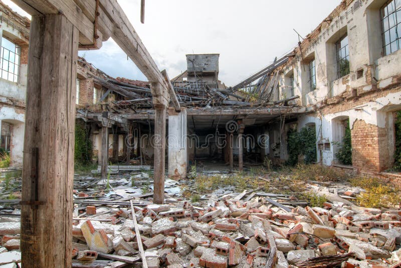 Ruined abandoned Factory stock photo. Image of desolated - 81638196