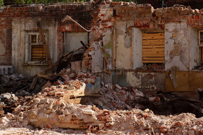 Ruined brick house stock photo. Image of broken, collapsed - 165255662