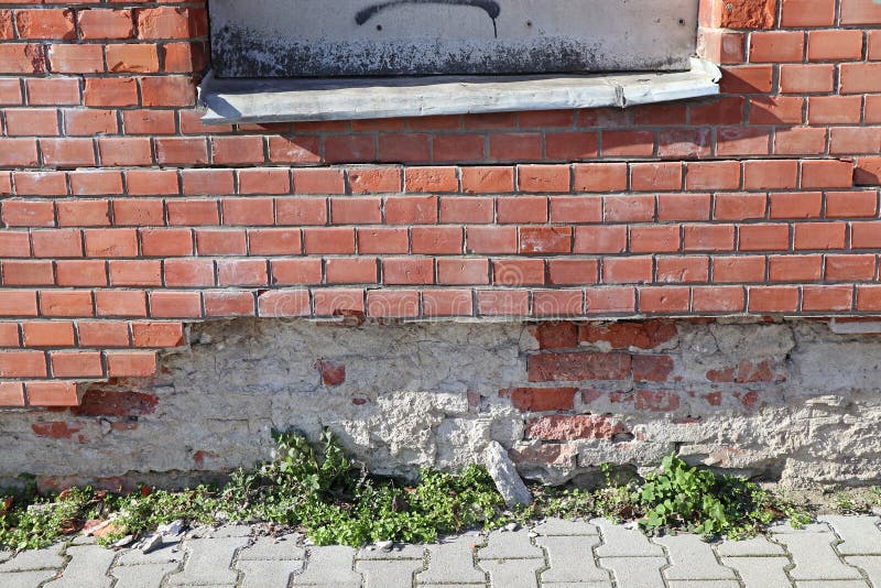 Ruined Brick Wall of a Building Stock Image - Image of material, paving ...