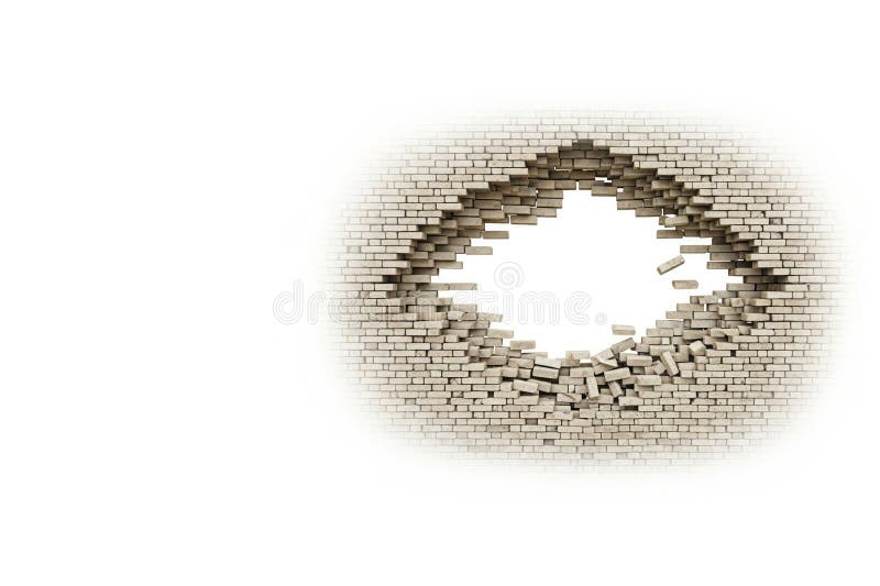 A Ruined Brick Wall with a Diamond-shaped Opening. Stock Photo - Image ...