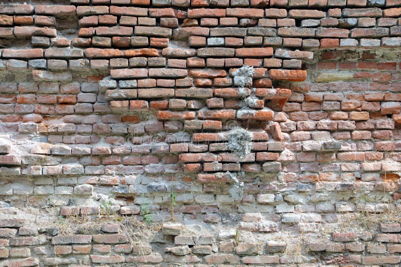 Ruined brick wall stock photo. Image of backgrounds, cement - 34826406