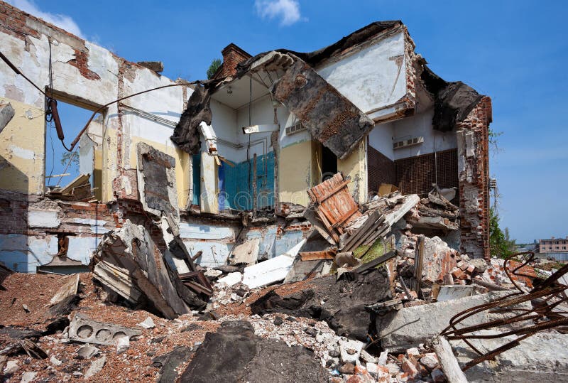 Destroyed Building, Debris. Series Stock Image - Image of destroyed ...