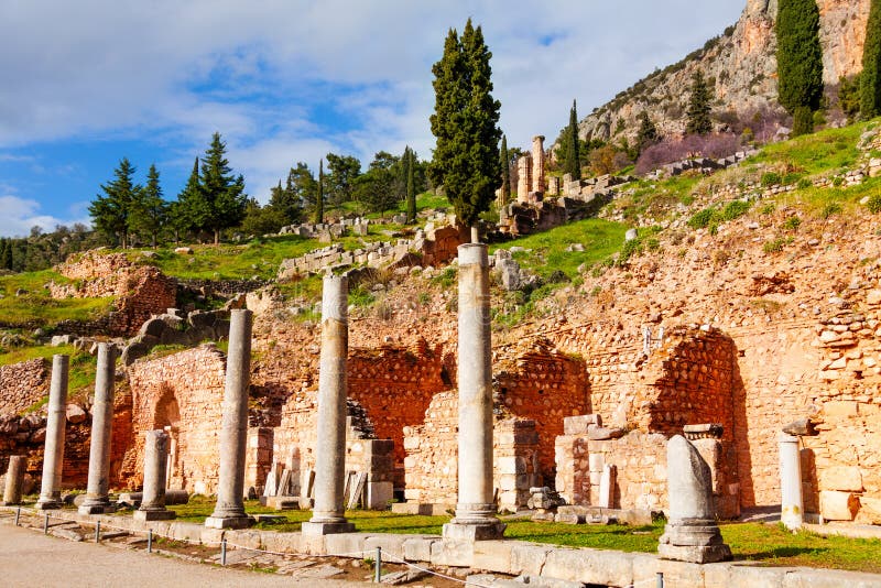 Ruined building in Delphi stock image. Image of column - 42644501