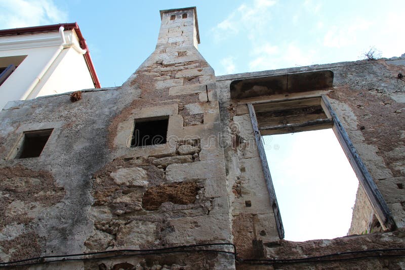 Ruined Building in Rethymno in Crete - Greece Stock Image - Image of ...