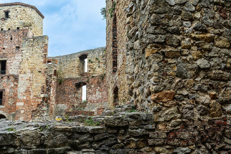 Ruined castle in Siewierz stock image. Image of building - 356781471
