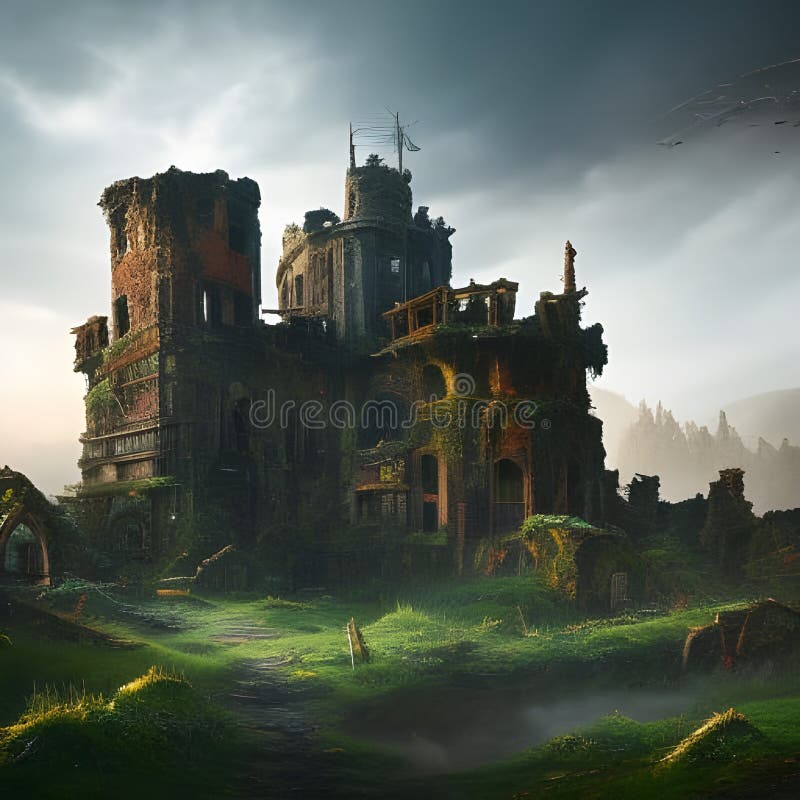 Ruined castle stock illustration. Illustration of morning - 278029959