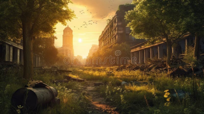 The End of Modern Human Civilization. Generative AI Stock Illustration ... The End of Modern Human Civilization. Generative AI Stock Illustration ...
