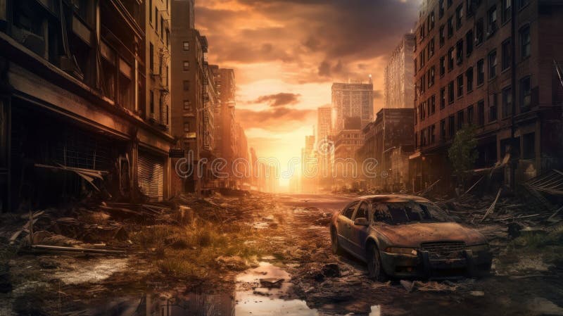 The End of Modern Human Civilization. Generative AI Stock Illustration ... The End of Modern Human Civilization. Generative AI Stock Illustration ...