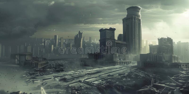 Ruined Cityscape, a Post-Apocalyptic Vision Stock Image - Image of ...