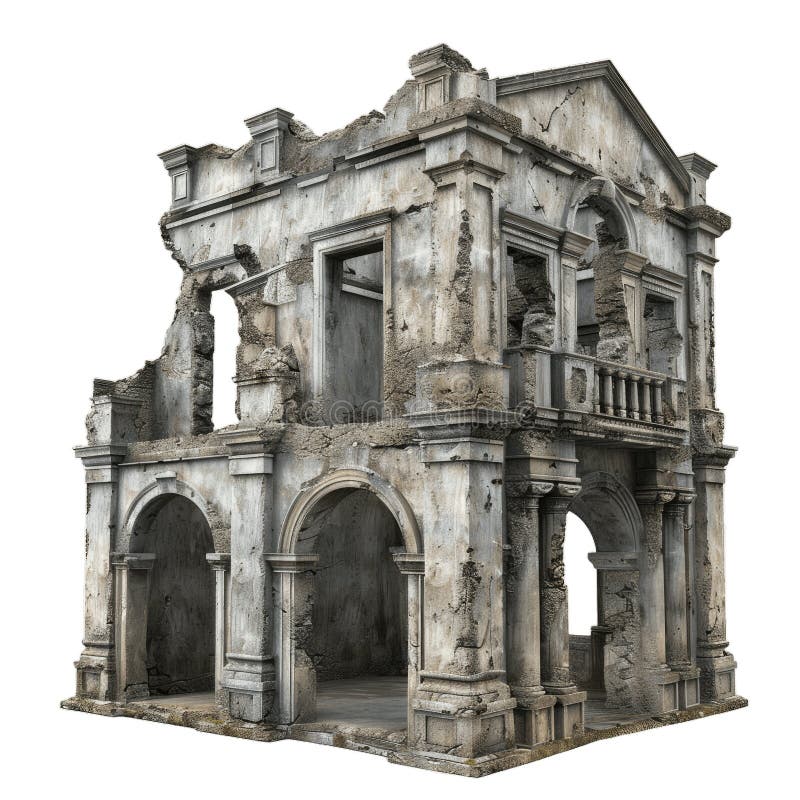 Ruined Classical Architecture on Transparent Background Stock Image ...