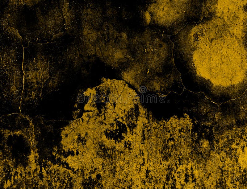Ruined Concrete Wall with Distressed Yellow Paint and Dark Grunge ...
