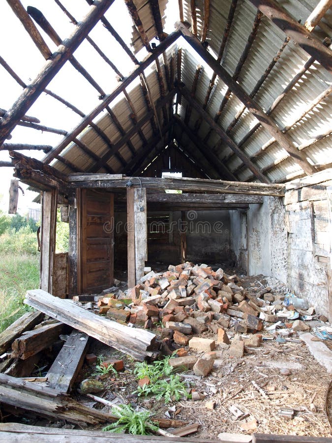 Ruined house stock photo. Image of roof, board, wall - 10874224
